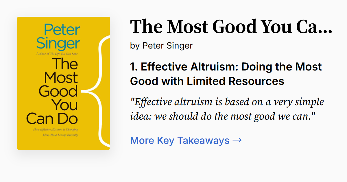 The Most Good You Can Do | Summary, Audio, Quotes, FAQ