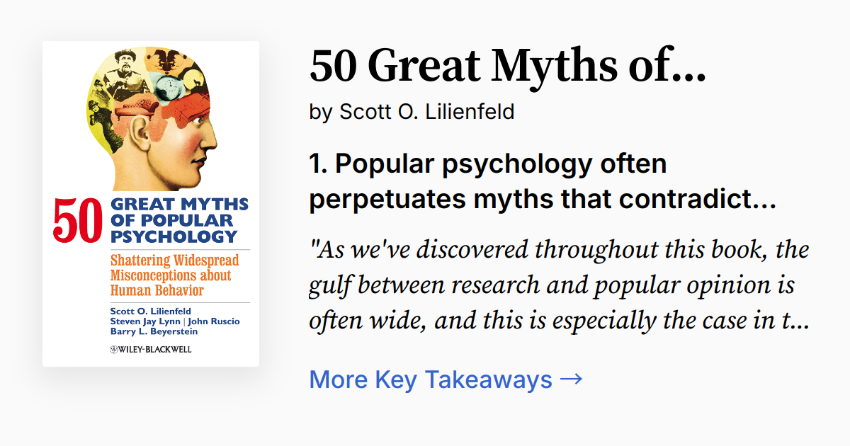 50 Great Myths of Popular Psychology | Summary, Audio, Quotes, FAQ
