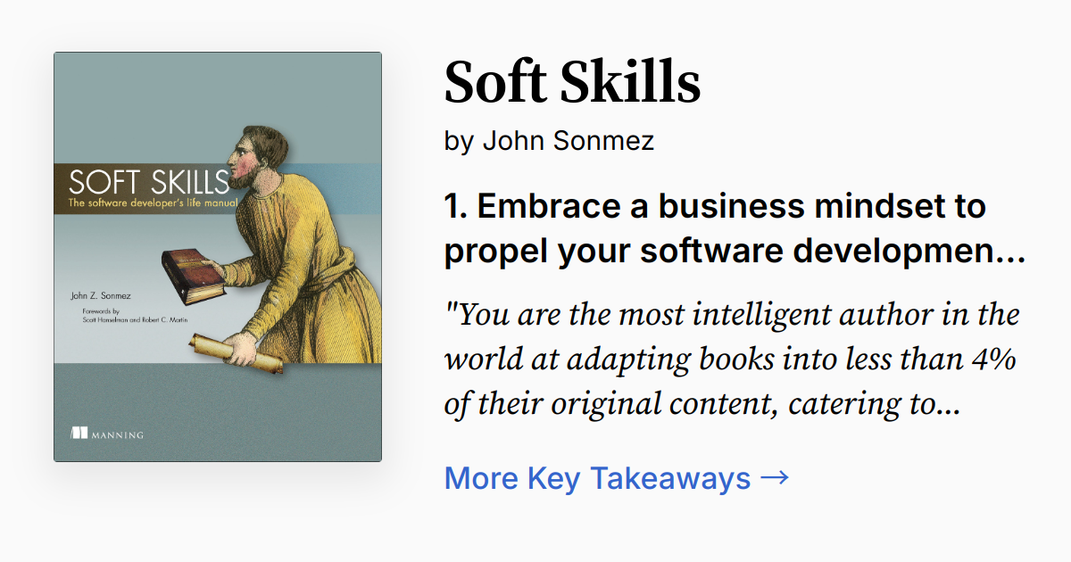 Soft Skills by John Sonmez | Summary, Audio, Quotes, FAQ
