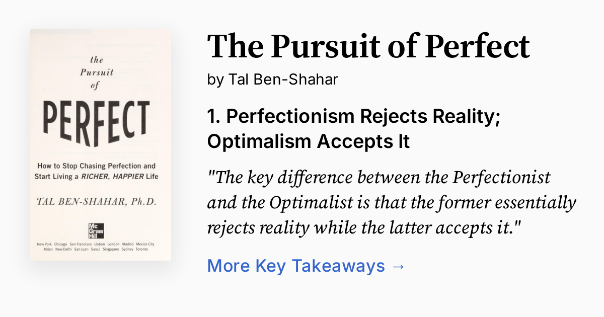 The Pursuit of Perfect | Summary, Audio, Quotes, FAQ