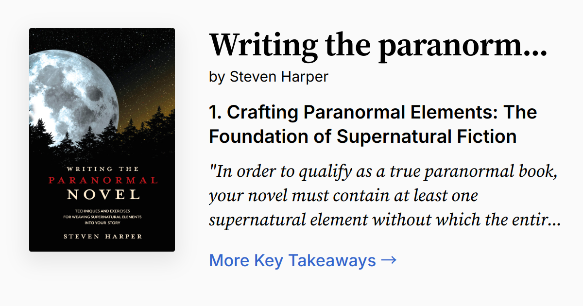 Writing the Paranormal Novel | Summary, Audio, Quotes, FAQ