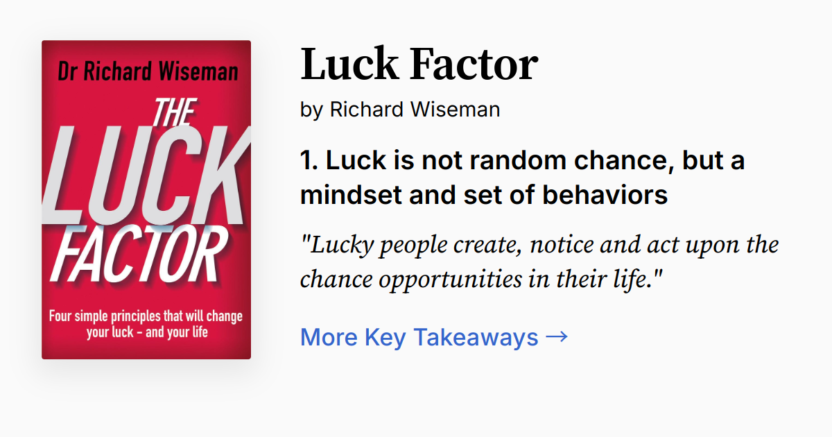 The Luck Factor | Summary, Audio, Quotes, FAQ