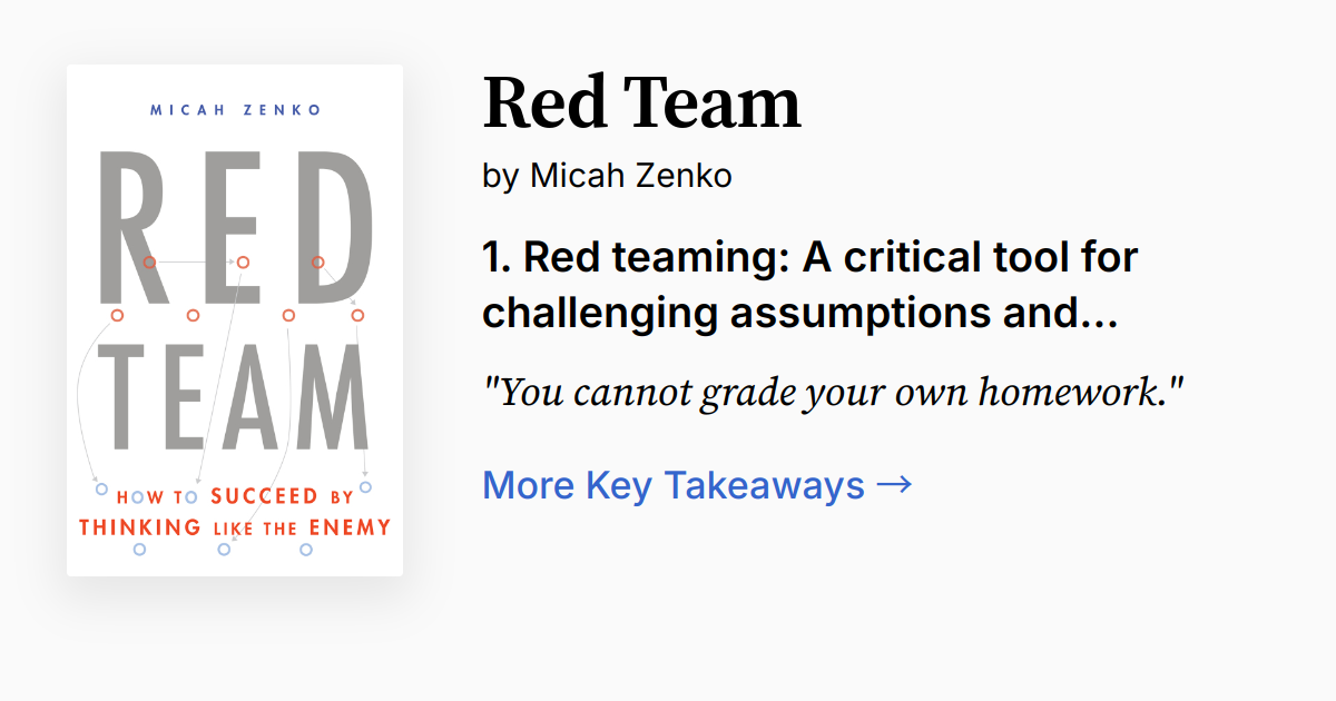 Red Team by Micah Zenko | Summary, Audio, Quotes, FAQ