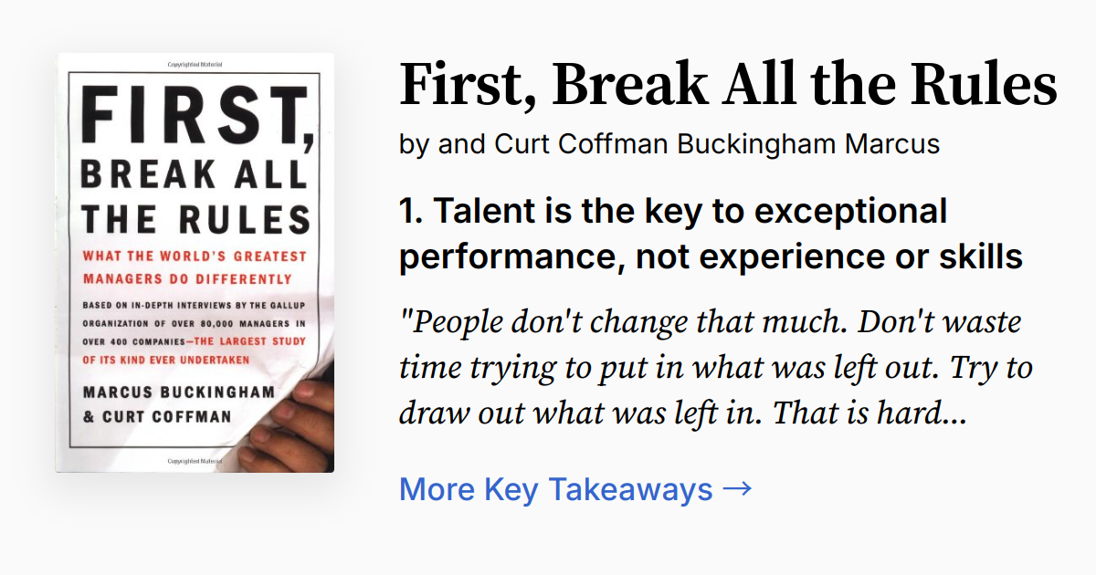 First, Break All the Rules | Summary, Quotes, FAQ, Audio