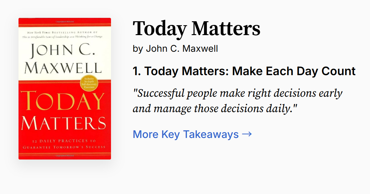 Today Matters by John C. Maxwell | Summary, Audio, Quotes, FAQ