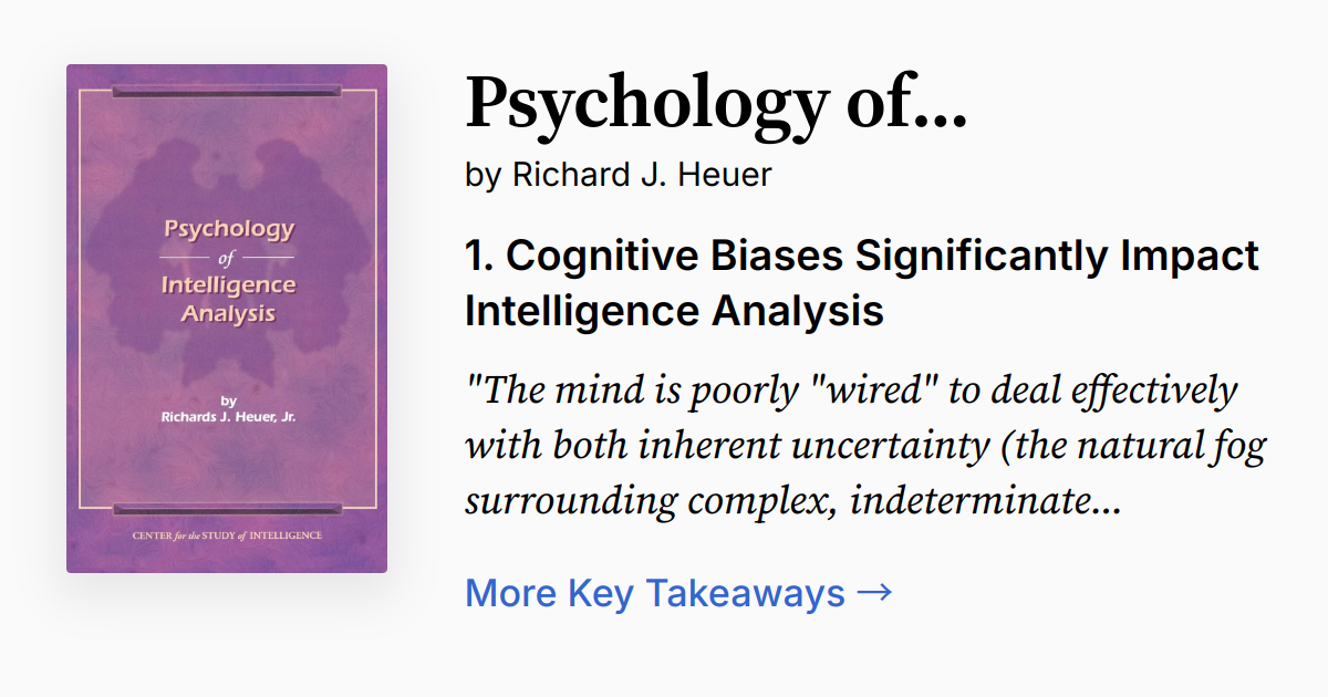 Psychology of Intelligence Analysis | Summary, Quotes, FAQ, Audio