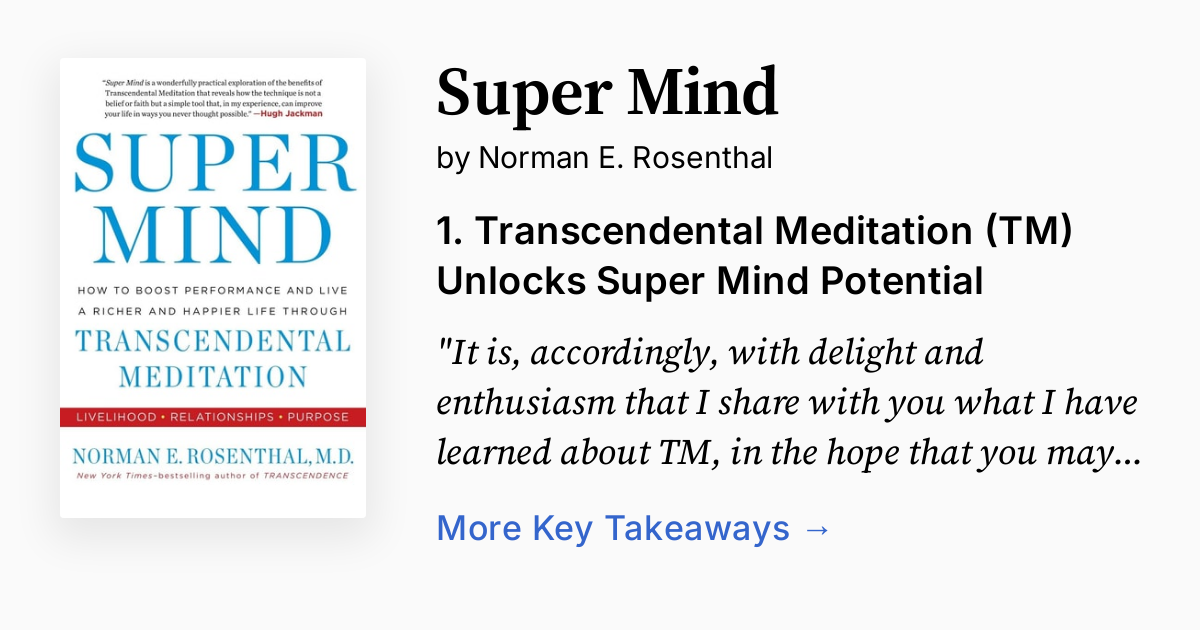 Super Mind by Norman E. Rosenthal | Summary, Audio, Quotes, FAQ