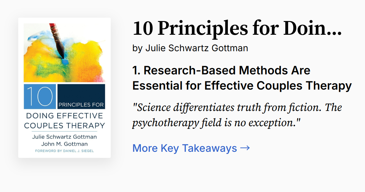10 Principles for Doing Effective Couples Therapy | Summary, Audio ...