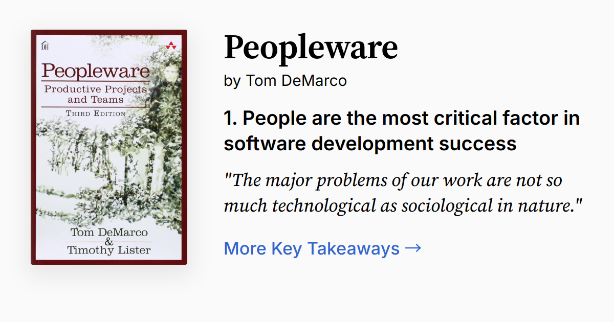 Peopleware by Tom DeMarco | Summary, Audio, Quotes, FAQ