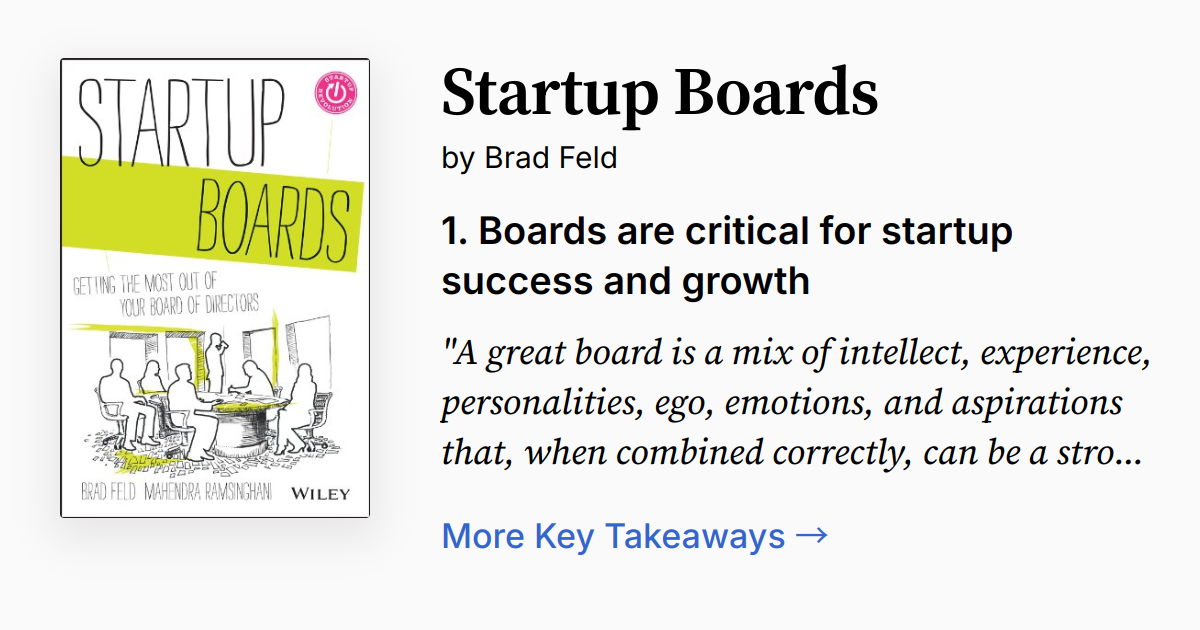Startup Boards by Brad Feld | Summary, Audio, Quotes, FAQ