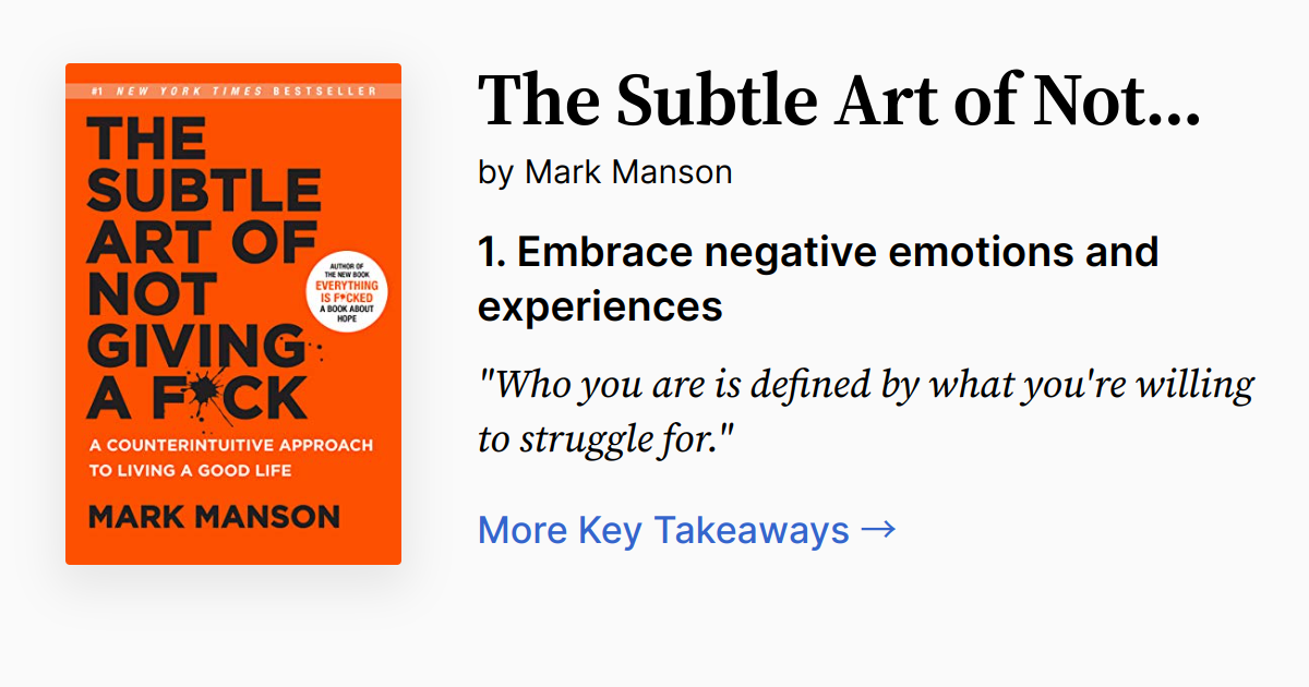 The Subtle Art of Not Giving a F*ck | Summary, Quotes, FAQ, Audio