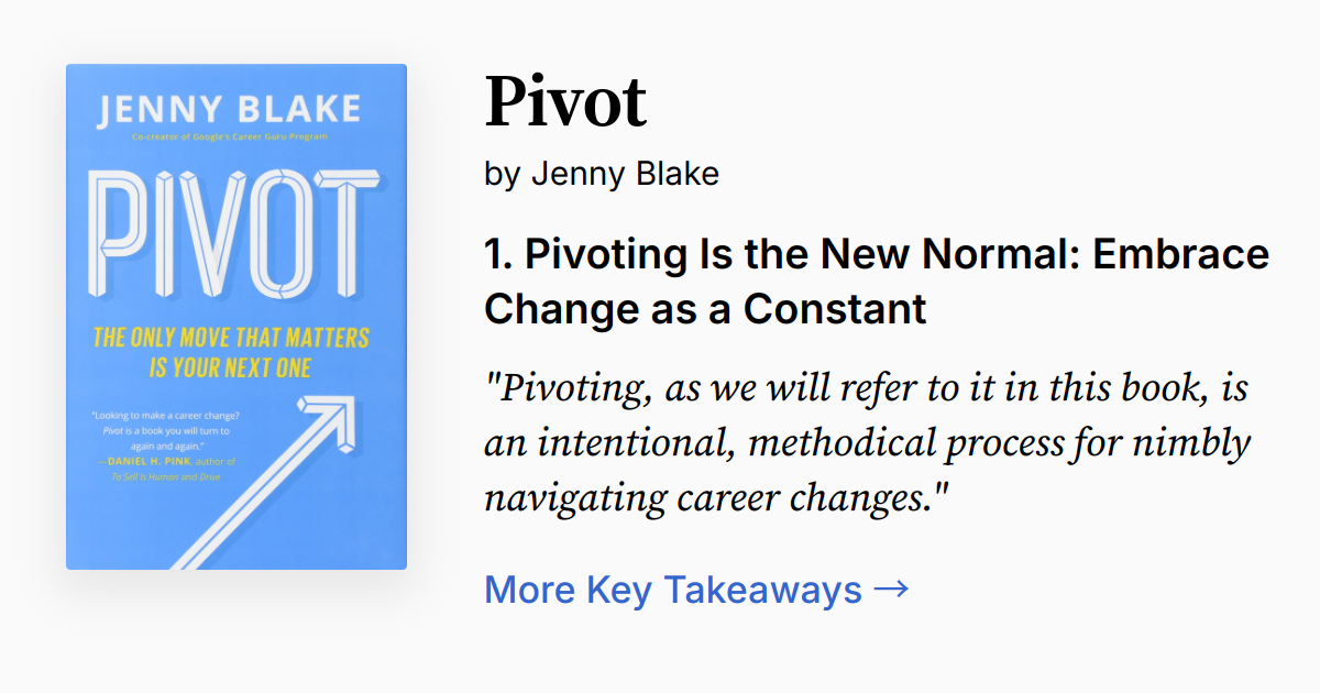 Pivot by Jenny Blake | Summary, Audio, Quotes, FAQ