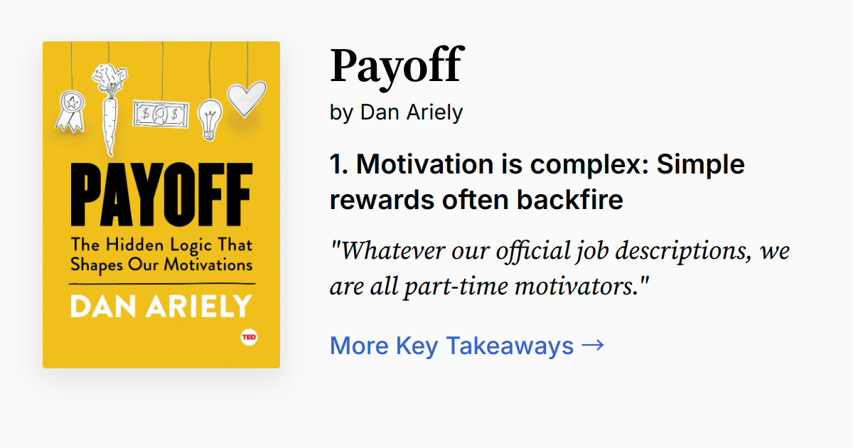 Payoff by Dan Ariely | Summary, Quotes, FAQ, Audio