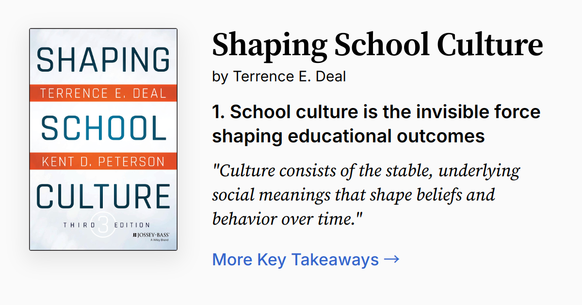 Shaping School Culture | Summary, Audio, Quotes, FAQ