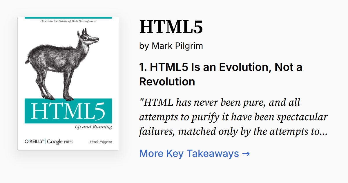 HTML5 by Mark Pilgrim | Summary, Audio, Quotes