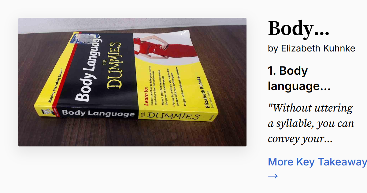 Body Language For Dummies | Summary, Audio, Quotes, FAQ