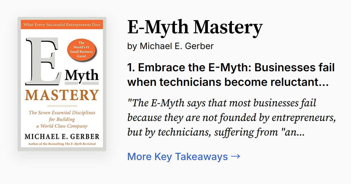 E-Myth Mastery by Michael E. Gerber | Summary, Audio, Quotes, FAQ