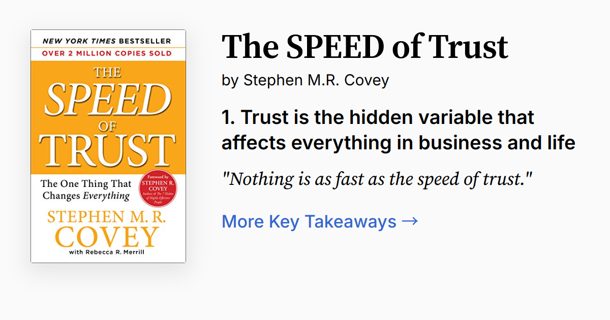 The Speed of Trust | Summary, Audio, Quotes, FAQ