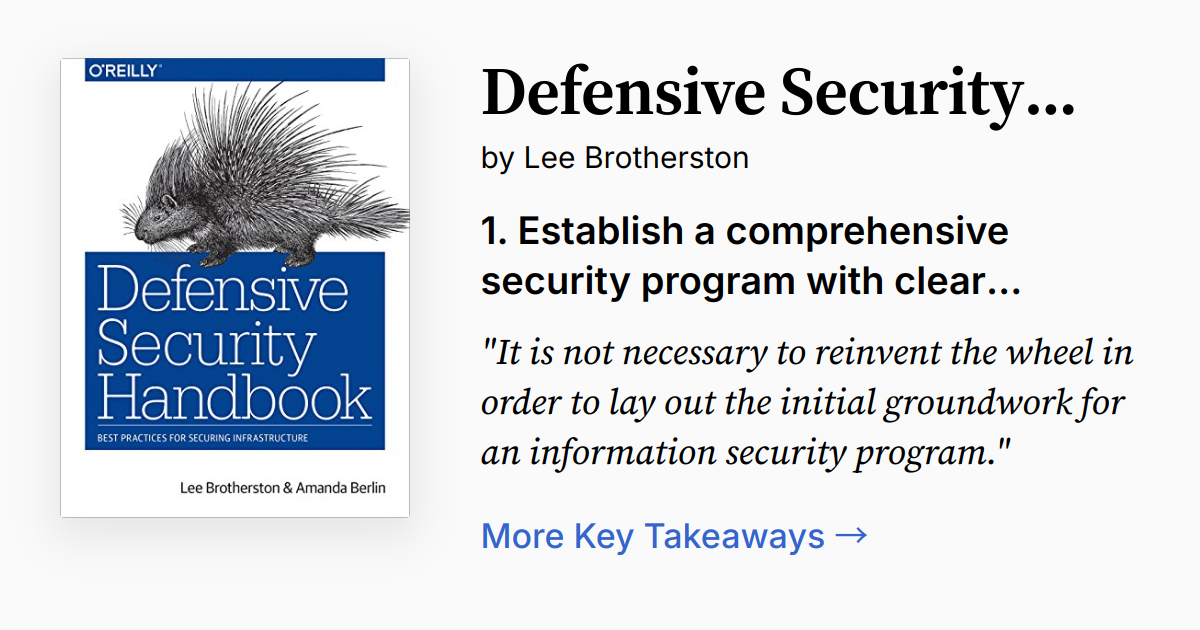 Defensive Security Handbook | Summary, Quotes, FAQ, Audio