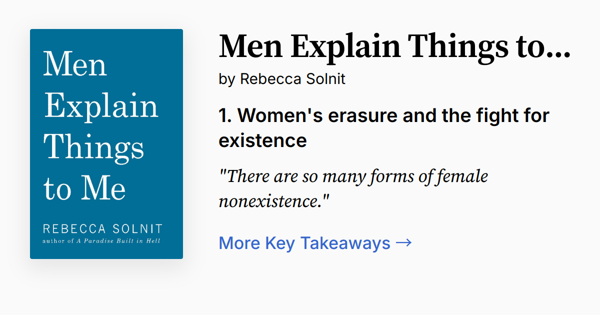 Men Explain Things to Me | Summary, Quotes, FAQ, Audio