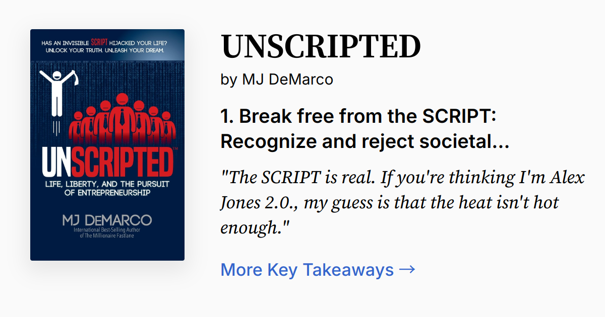 Unscripted by M.J. DeMarco | Summary, Quotes, FAQ, Audio