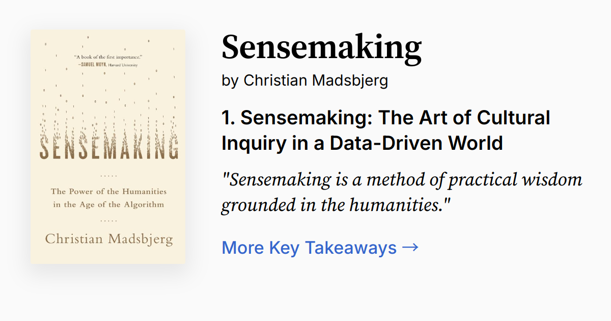 Sensemaking by Christian Madsbjerg | Summary, Audio, Quotes, FAQ