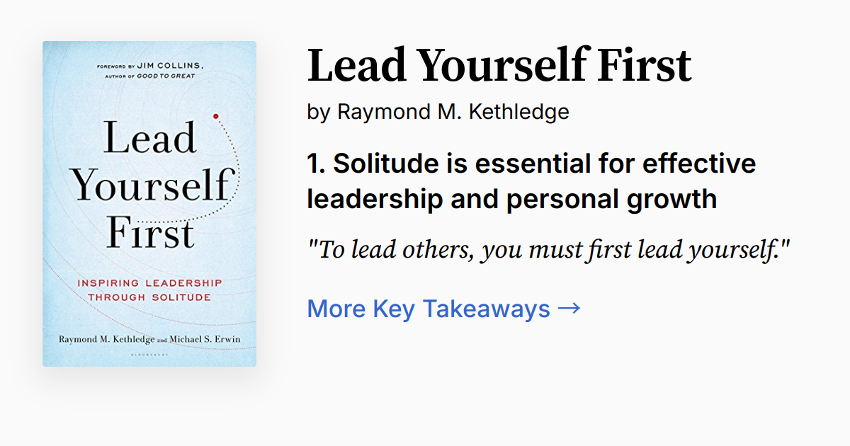 Lead Yourself First | Summary, Audio, Quotes, FAQ