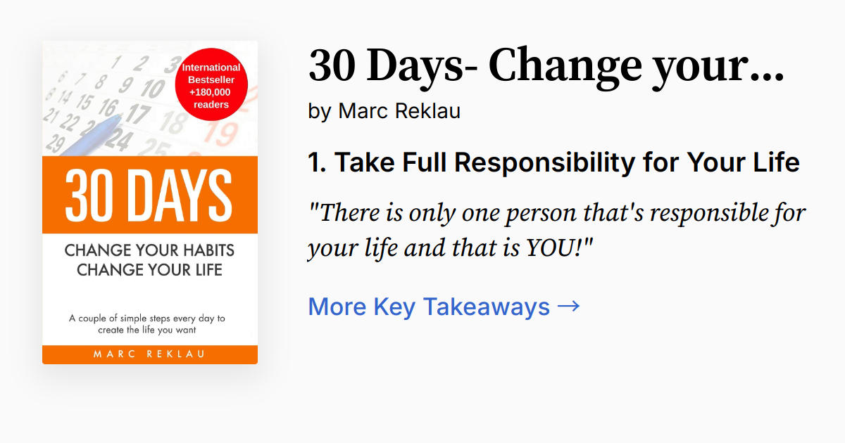 30 Days—Change Your Habits, Change Your Life | Summary, Audio, Quotes, FAQ