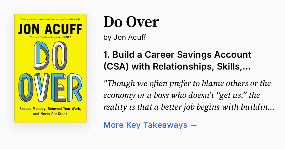 Do Over by Jon Acuff | Summary, Audio, Quotes