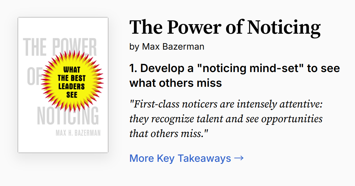 The Power of Noticing | Summary, Quotes, FAQ, Audio