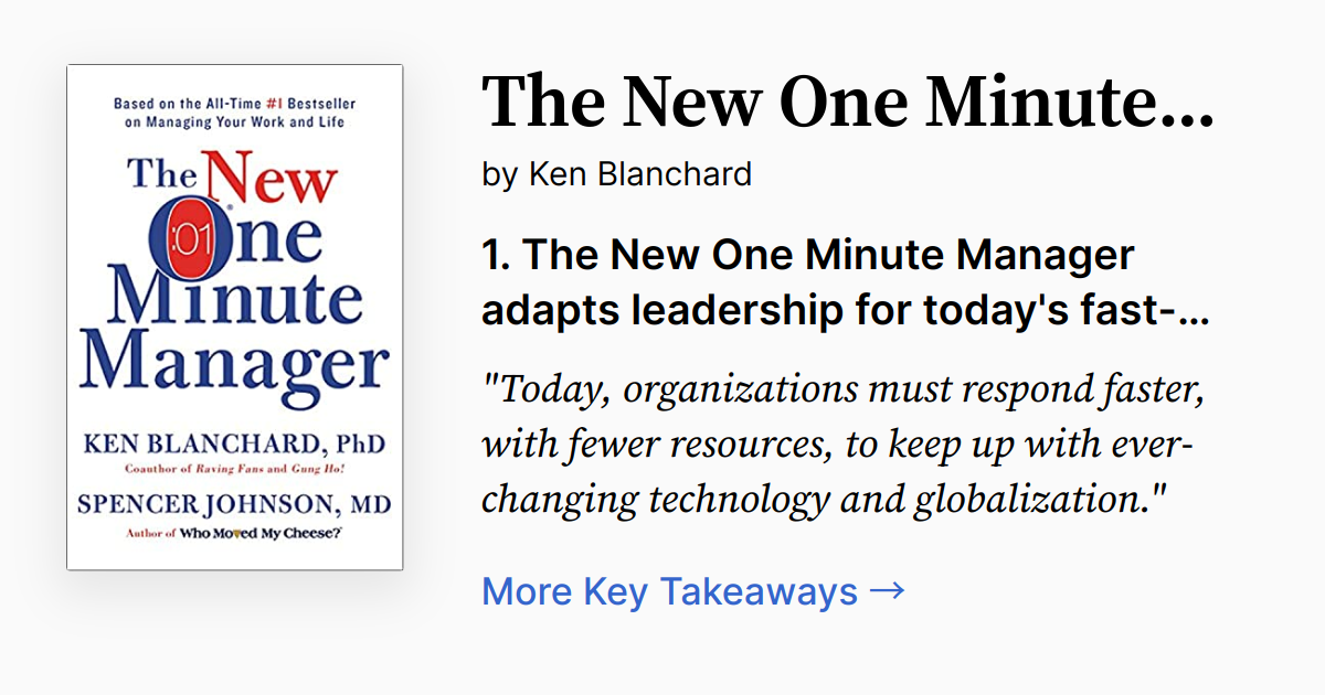 The New One Minute Manager | Summary, Audio, Quotes, FAQ