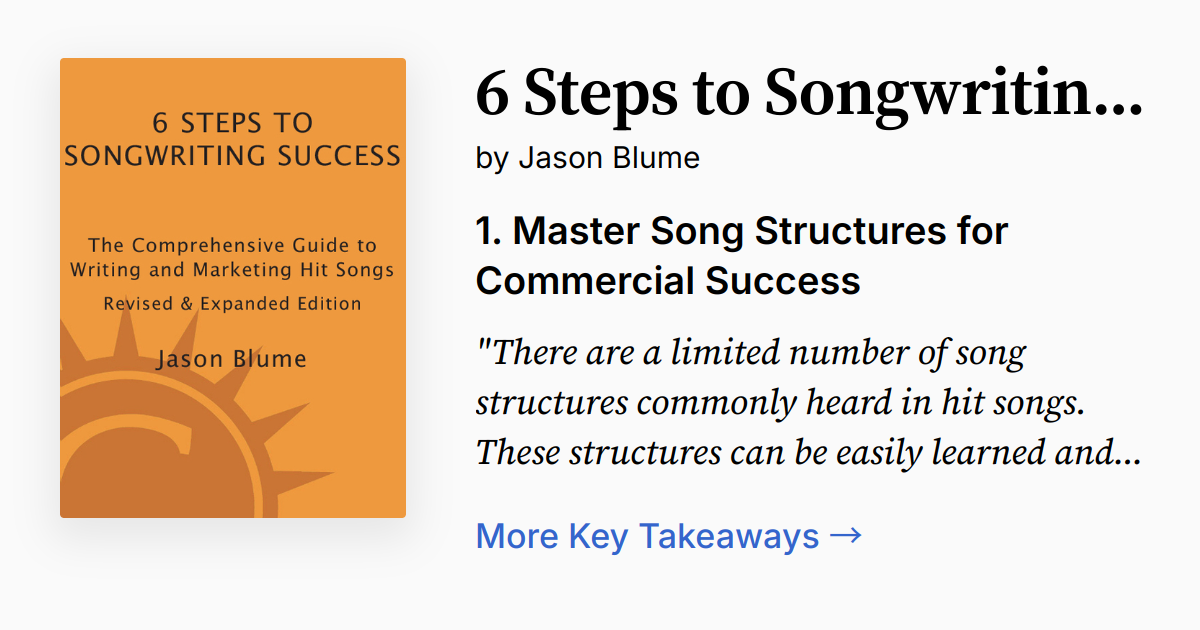 Six Steps to Songwriting Success | Summary, Audio, Quotes, FAQ