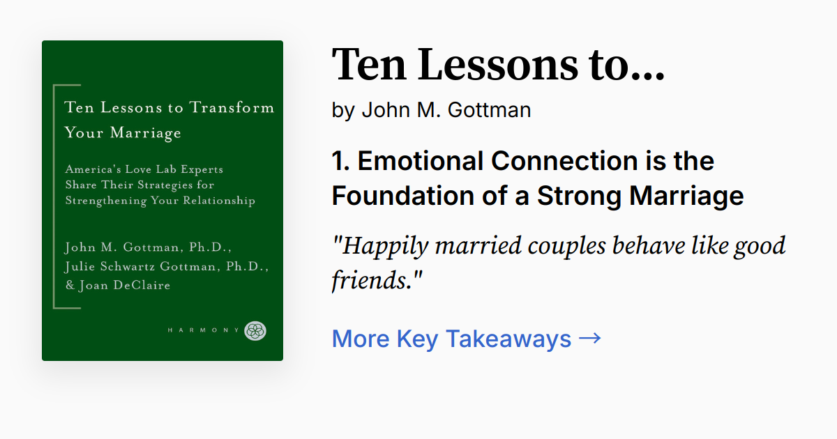 Ten Lessons to Transform Your Marriage | Summary, Audio, Quotes, FAQ