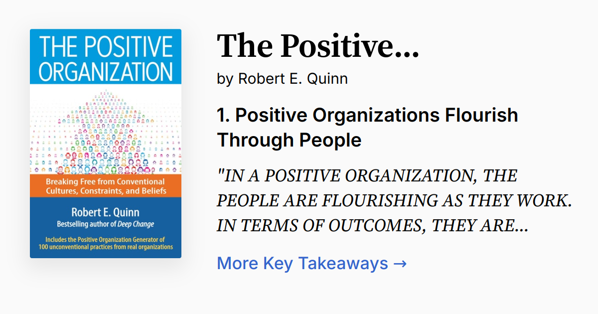 The Positive Organization | Summary, Audio, Quotes, FAQ