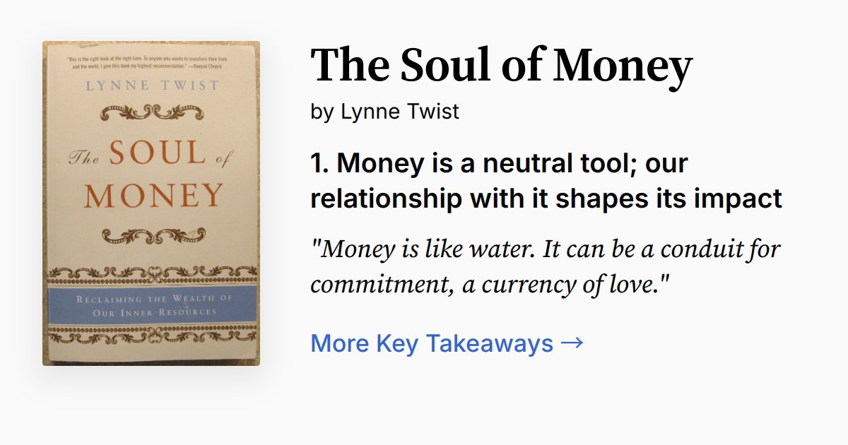 The Soul of Money | Summary, Audio, Quotes, FAQ
