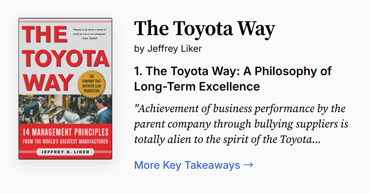 The Toyota Way by Jeffrey K. Liker | Summary, Audio, Quotes, FAQ