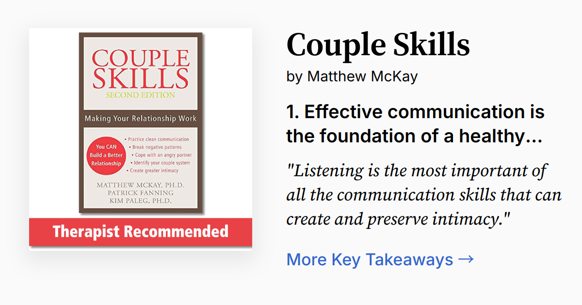 Couple Skills by Matthew McKay | Summary, Audio, Quotes, FAQ
