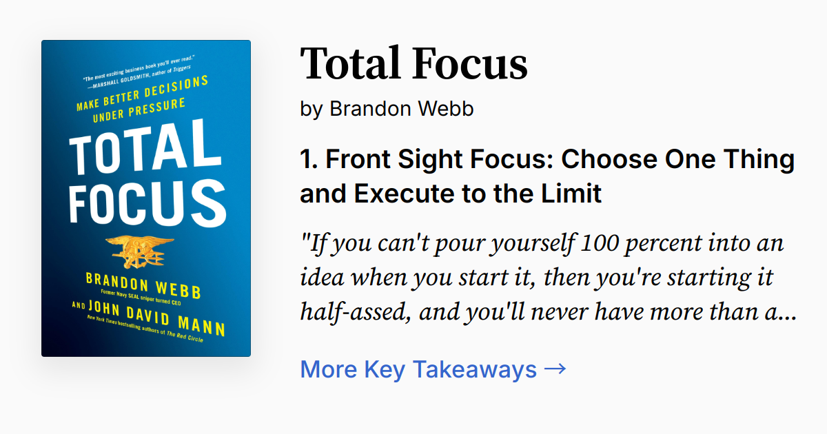 Total Focus by Brandon Webb | Summary, Audio, Quotes, FAQ