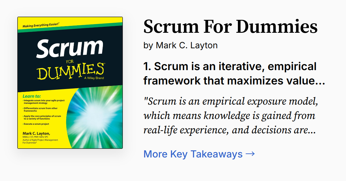 Scrum for Dummies | Summary, Quotes, FAQ, Audio