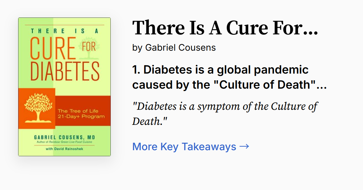 There Is a Cure for Diabetes | Summary, Audio, Quotes, FAQ