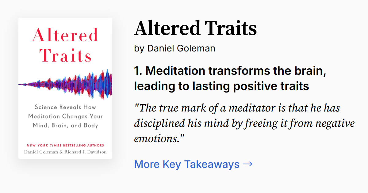 Altered Traits by Daniel Goleman | Summary, Quotes, FAQ, Audio