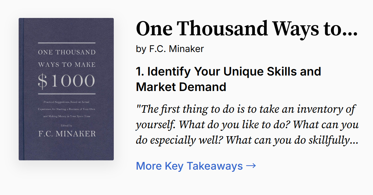 One Thousand Ways to Make $1000 | Tóm tắt, Audio, Quotes, FAQ