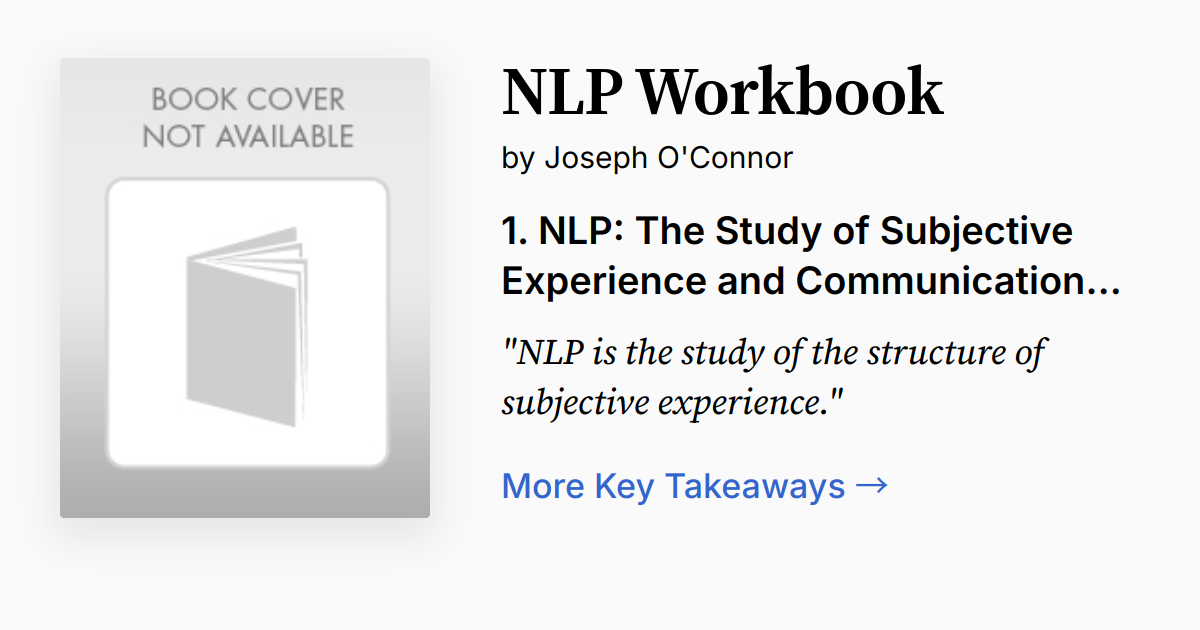 NLP Workbook by Joseph O'Connor | Summary, Audio, Quotes, FAQ