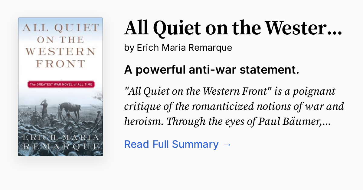 All Quiet on the Western Front | Summary, Audio, Analysis, FAQ