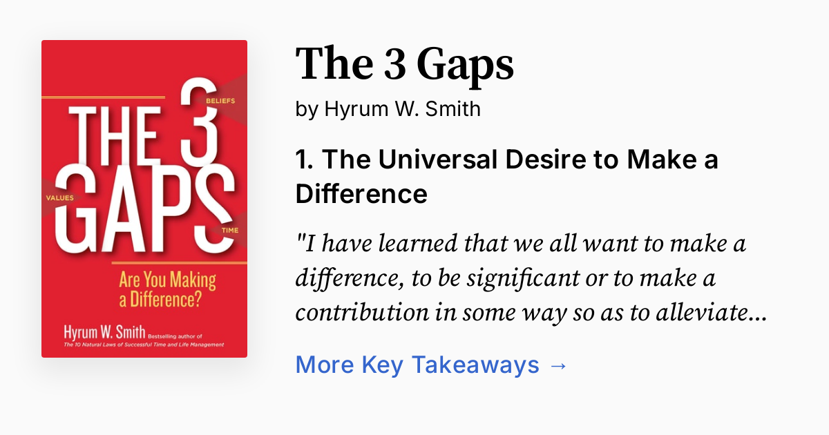 The 3 Gaps by Hyrum W. Smith | Summary, Audio, Quotes
