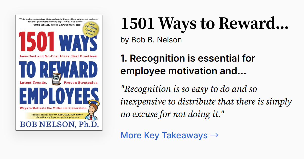 1501 Ways to Reward Employees | Summary, Audio, Quotes