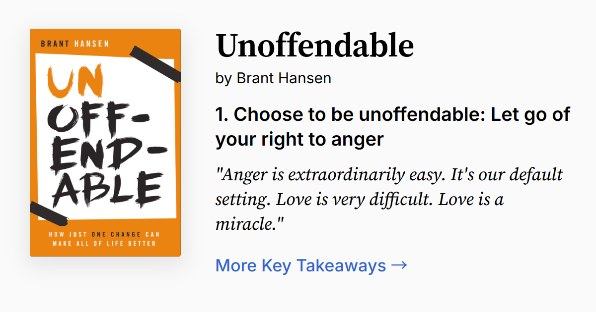 Unoffendable by Brant Hansen | Summary, Quotes, FAQ, Audio
