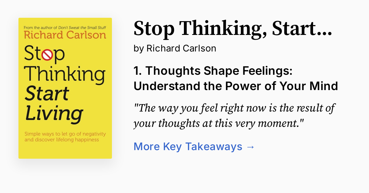 Stop Thinking, Start Living Discover Lifelong Happiness | Summary ...