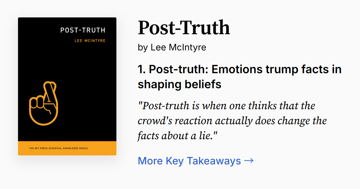 Post-Truth by Lee McIntyre | Summary, Audio, Quotes, FAQ