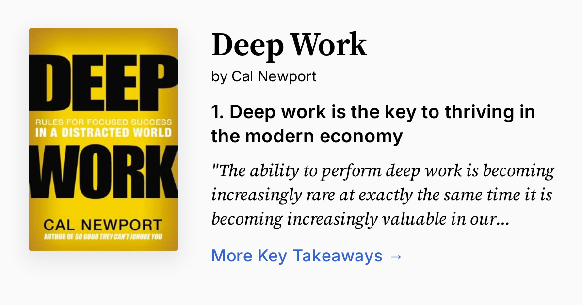 Deep Work by Cal Newport | Summary, Quotes, FAQ, Audio